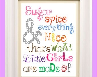 Girl Art, Sugar and Spice and Everything Nice, 8x10" print, for nursery ...