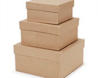 Paper Mache Nesting Boxes Box Set Square 4, 5, 6 in 2849-01