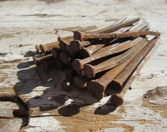 Lot of 20 Antique Square Head Cut Metal Antique Nails 1800s Salvaged ...