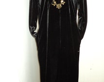 Vintage Black Velvet Robe with Golden Sequin and Embroidered Spanish ...