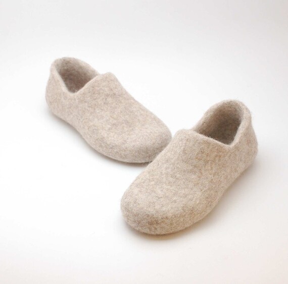 Felted wool clogs just beige organic eco friendly cream