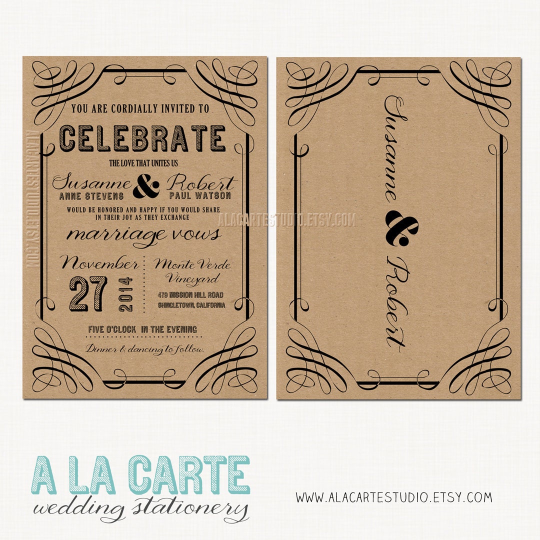 Kraft Paper Inspired Rustic Wedding Invitation Card – OnePaperHeart ...