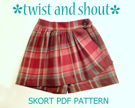 Twist & Shout Girl's Skort Pattern PDF. Girl Sewing