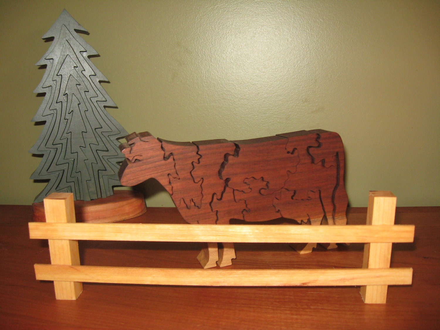 wooden cow puzzle