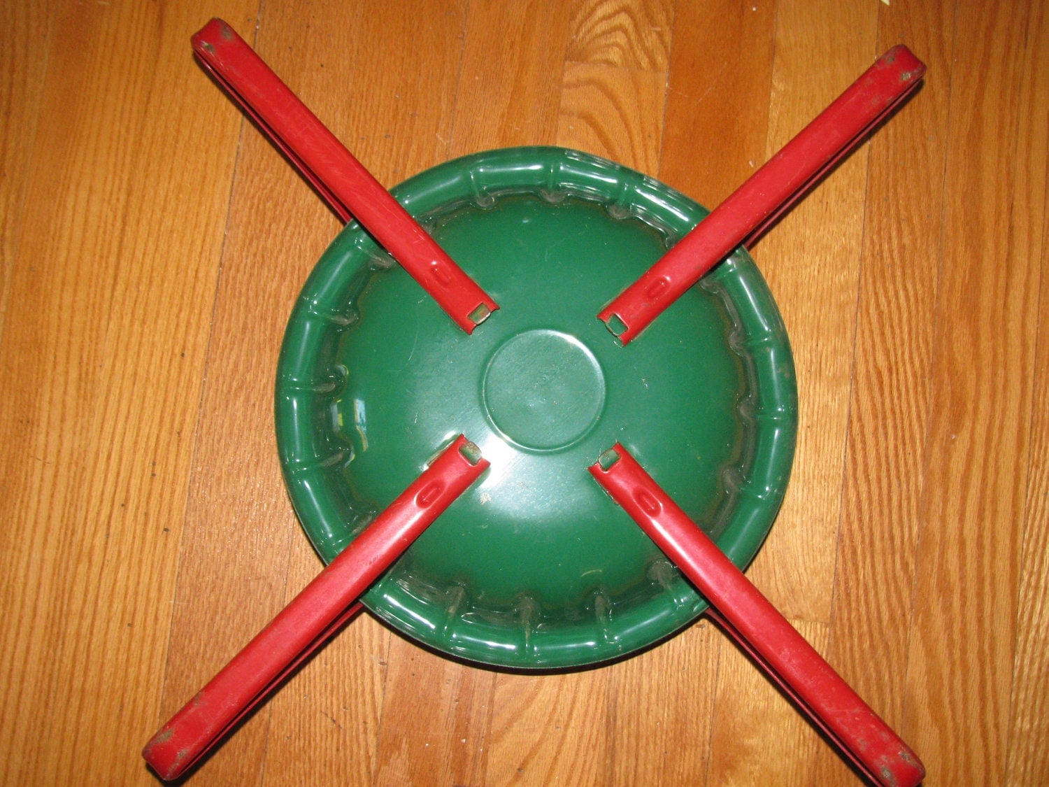 Vintage Large Metal Christmas Tree Stand Heavy Duty Red