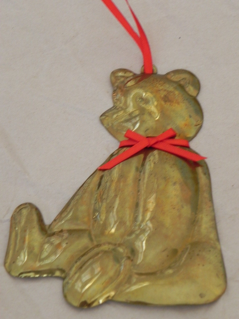 Brass TEDDY BEAR Christmas Ornament by baublesandblingforu