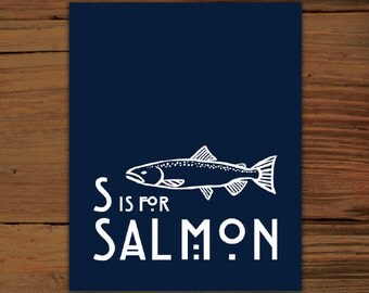 Popular items for salmon poster on Etsy