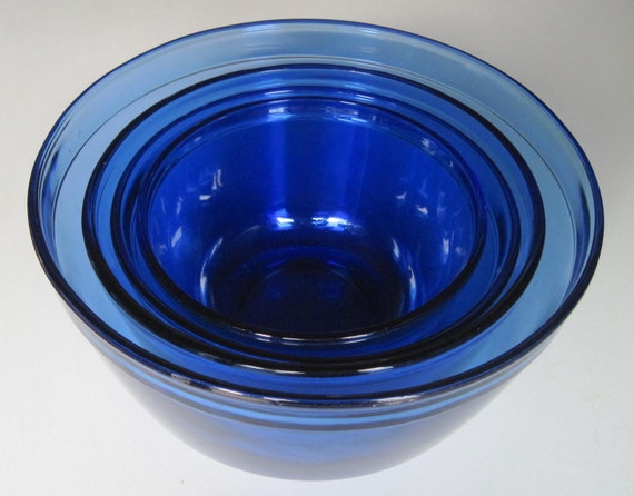 Set of 4 Anchor Hocking Pyrex Glass Cobalt by TheTupperwareShop