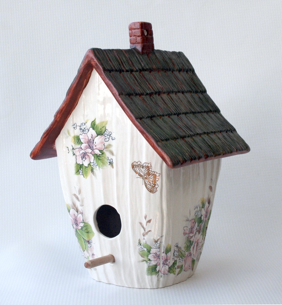 Pretty Little Ceramic Bird House by AJsArtStudios on Etsy