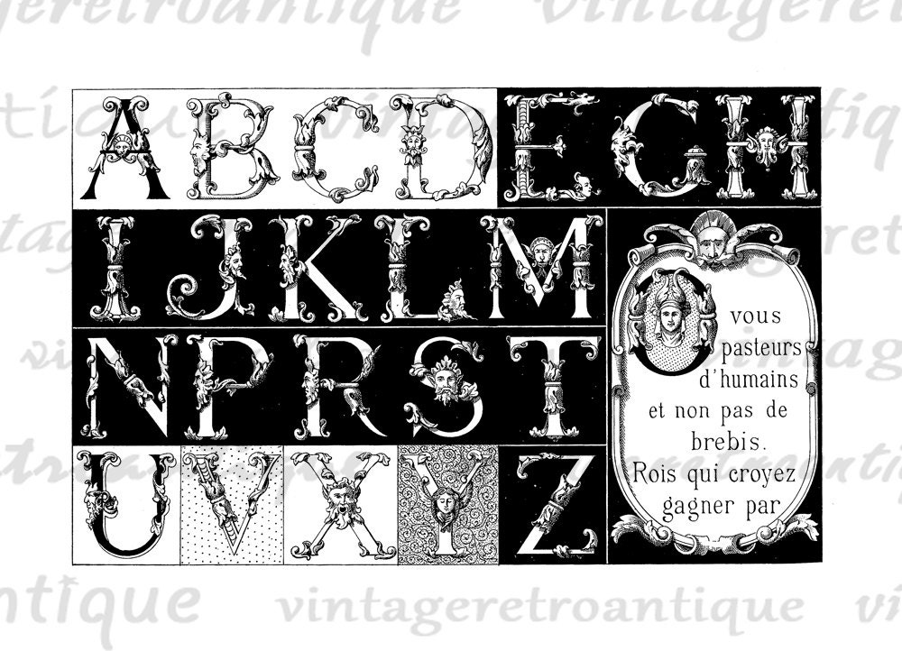 Printable Graphic Ancient Alphabet Digital Collage Sheet Image Download ...