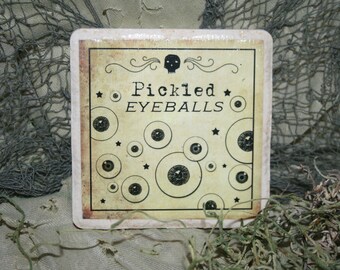 Halloween Vintage Potion Label Coaster by 3PorcupinesDesign