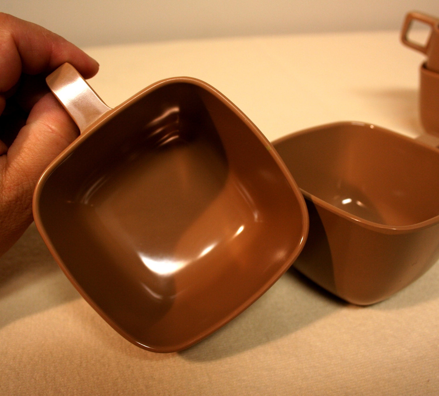 Cocoa brown melmac-coffee cups-cappuccino colored cups-vintage melmac ...