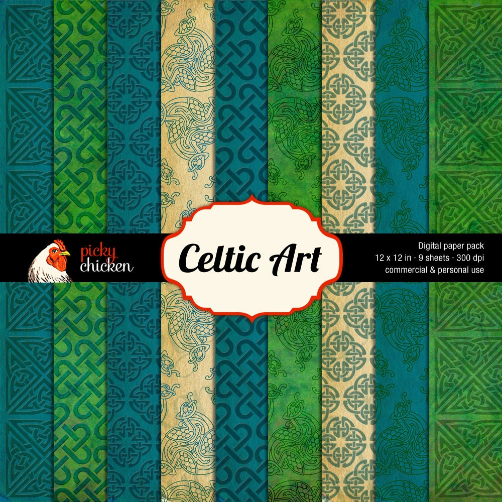 Celtic Art Digital Scrapbook Paper Celtic Knotwork Irish
