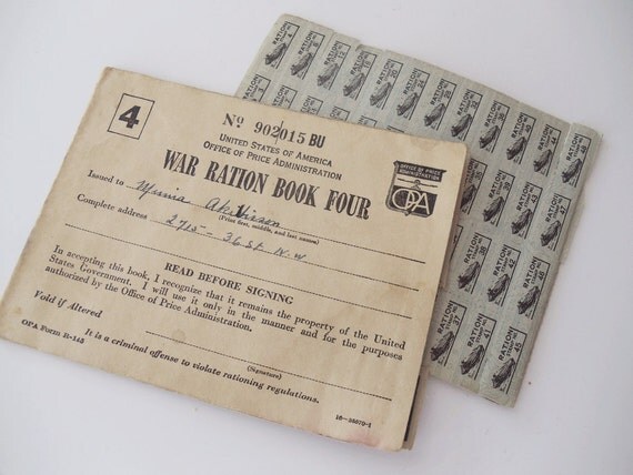 Vintage War Ration Book 4 with Original by UrbanRenewalDesigns