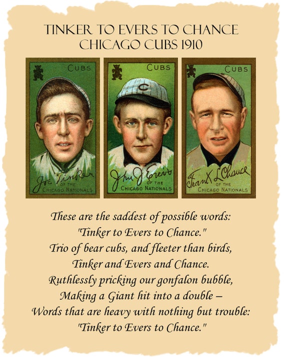 1910 Chicago Cubs Tinker To Evers To Chance Baseball Cards and Poem ...