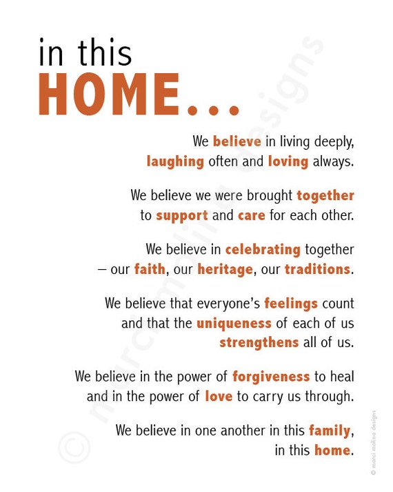 family beliefs printable digital DIY home by MarciMolinaDesigns