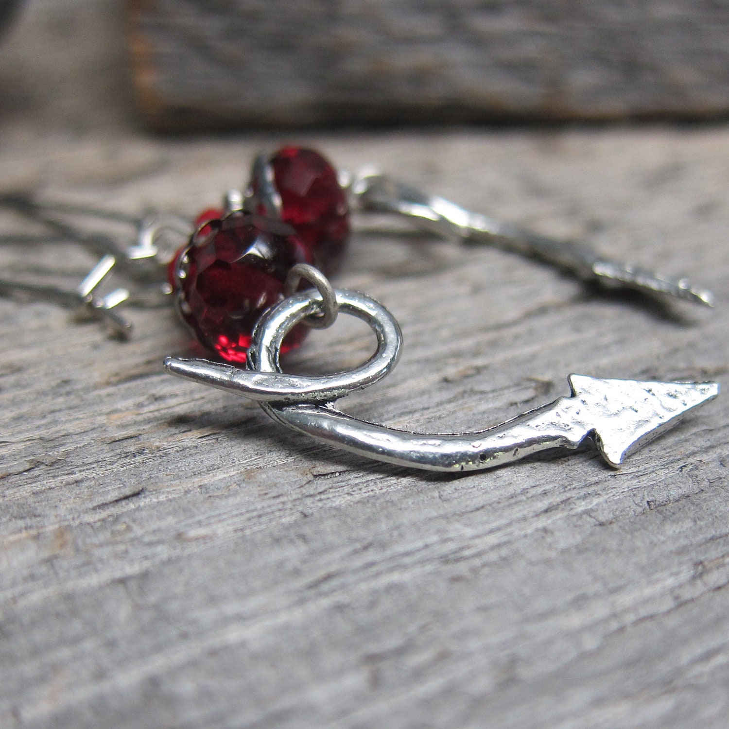 Devilish Earrings ... Impish Devil Tails with Red Fire Polish
