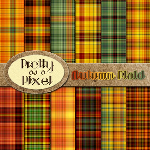 Printable Scrapbook Paper Autumn Plaid INSTANT DOWNLOAD