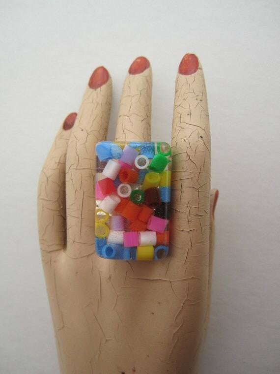 Items similar to Huge Plastic Tubes Resin Ring on Etsy