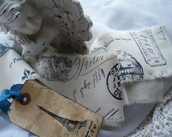 Vintage French Blue Toile Handmade Ribbon by nancyslavenderfarm
