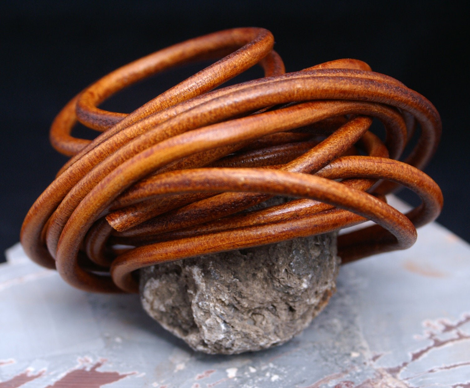 Copper Brown 5mm Round Leather Cord Organic Leather 2 feet