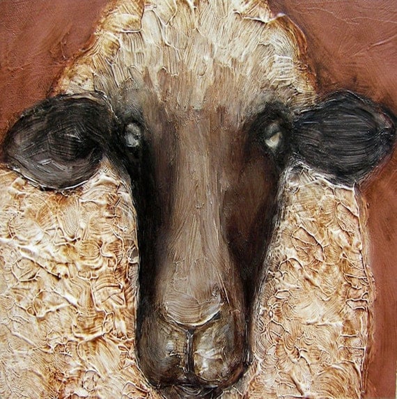 Items similar to SHEEP "SUFFOLK SHEEP" - Farm Folk Art Giclee print ...
