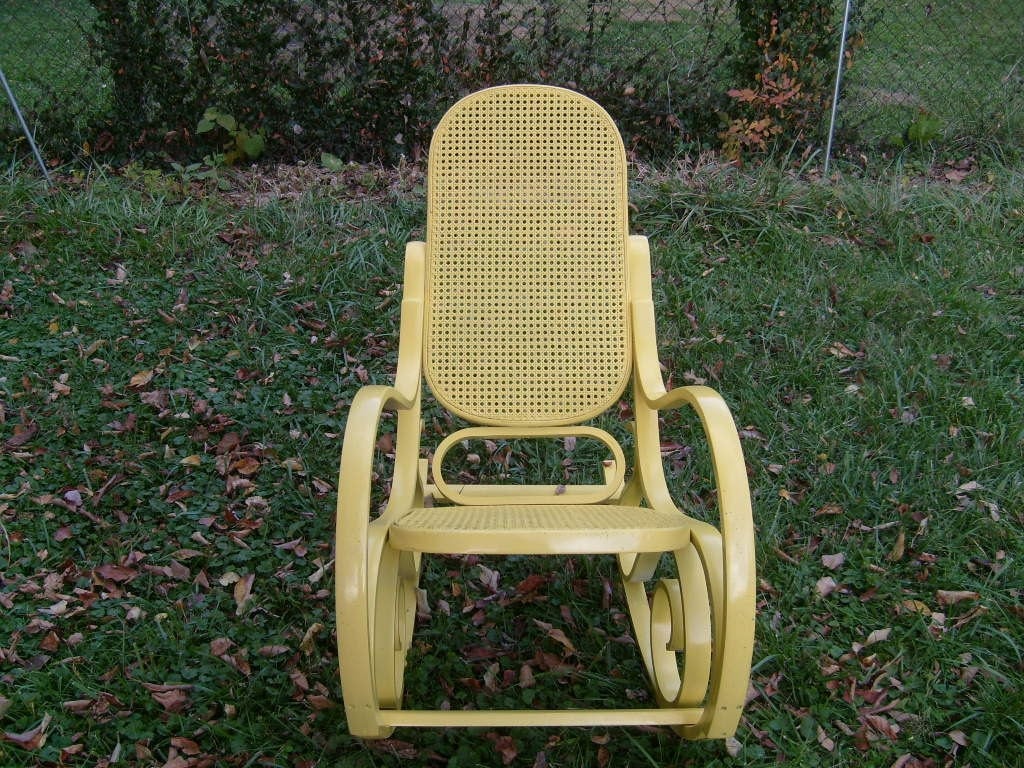 Shabby Chic Yellow Wicker Bentwood Rocker Rocking Chair – Haute Juice