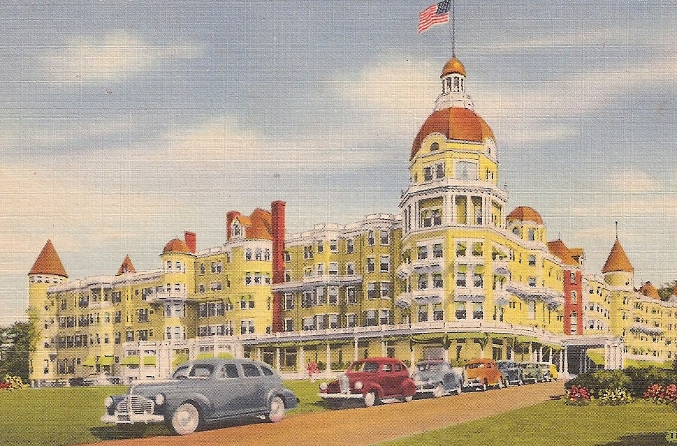 Maine Postcard Poland Spring House Vintage Linen Style