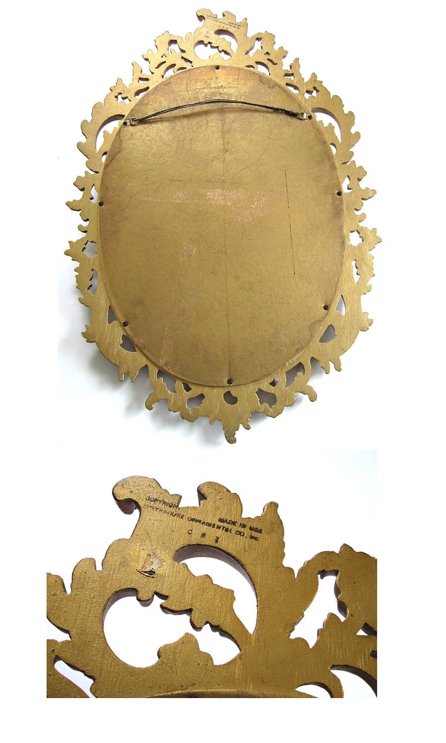 Vintage Syracuse Ornamental Company Syroco Oval WOOD Mirror