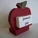 Apple Calendar Perpetual Wood Block Red Apple Decor Teacher