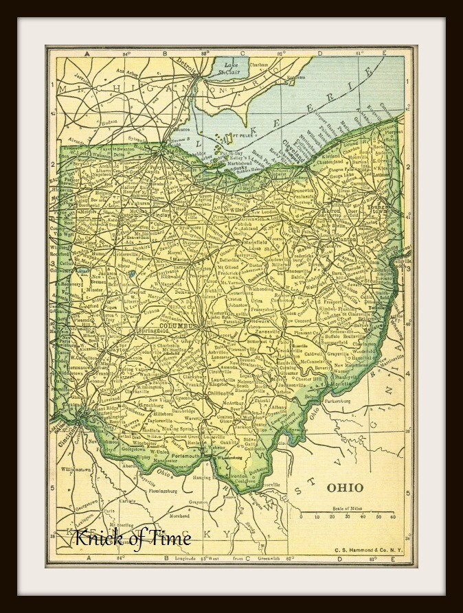 Antique Vintage Map OHIO 1927 Map Page