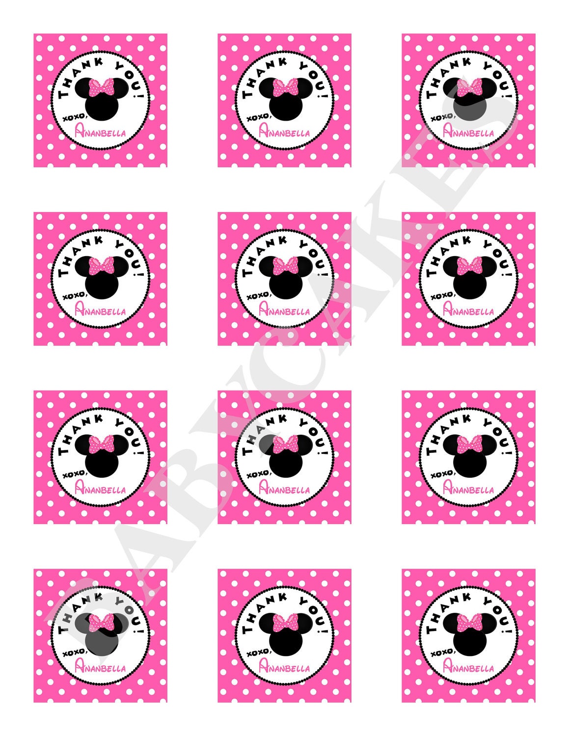 Minnie Mouse Favor Tags DIY Print Your Own by jcbabycakes on Etsy