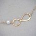 Infinity Pearl Bracelet Gold Pearl Infinity Pendant Wedding