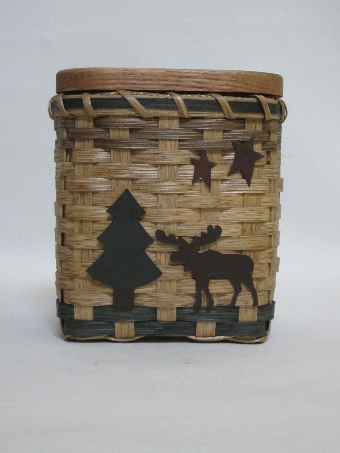 Tissue Basket-Moose Tissue Box Handwoven Basket by JGBaskets