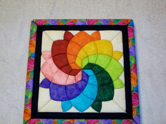 Rainbow Swirl Faux Quilt Picture