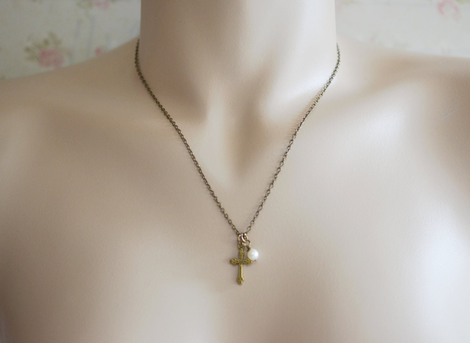 Cross Necklace Vintage Cross Neckalce Brass Handmade Antique