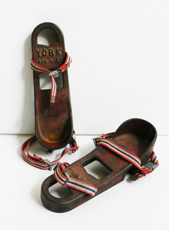 Antique YORK IRON BOOT Weight Lifting Rare by alchemievintage