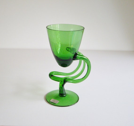 Vintage Jozefina Polish Art Glass Vase Krosno Green Glass