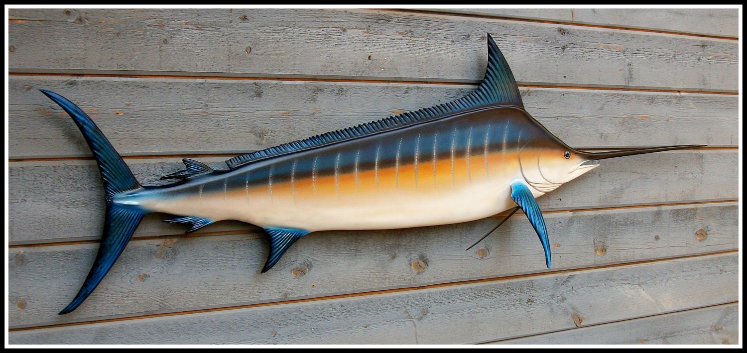 BLUE MARLIN 69'' art sculpture fish wood carving