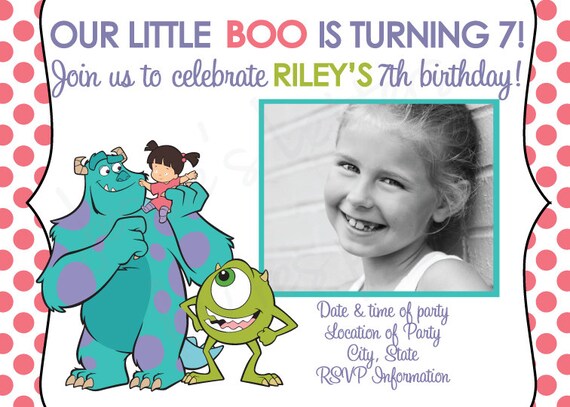 Tarjetas de invitación de Boo Monster INC - Imagui