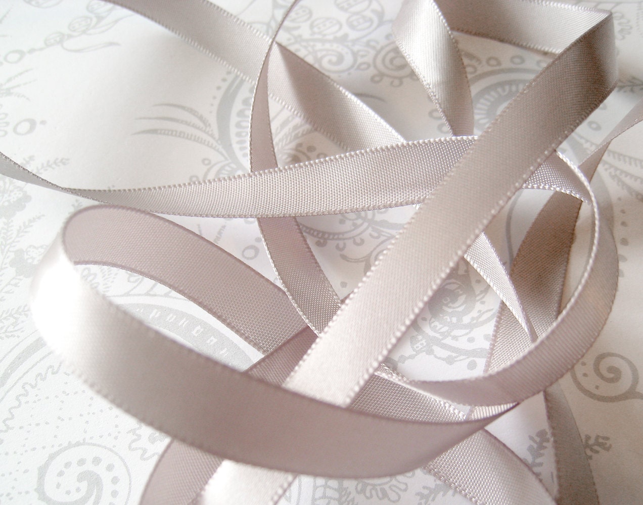 Silver Gray Satin Ribbon 3/8 -- 3 yards -- Grey -- 9.5mm from ...