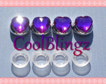 CLEAR CRYSTAL Rhinestone on BLACK Screw Caps Covers for Bling