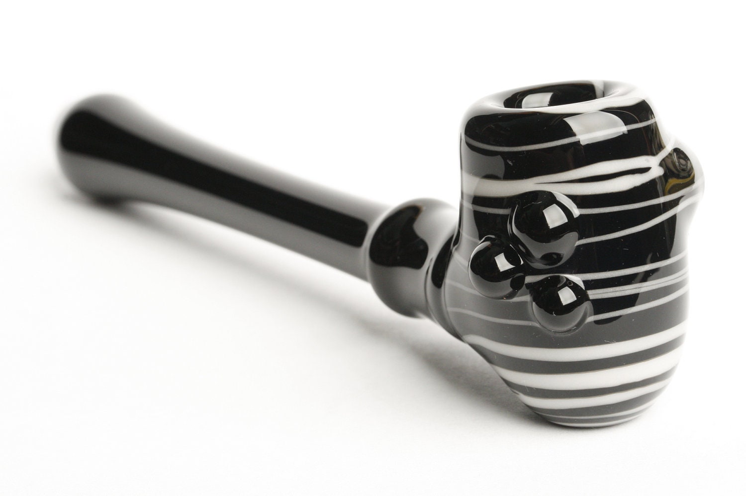 Hand Blown Glass Pipe Black and White Glass Cob Pipe