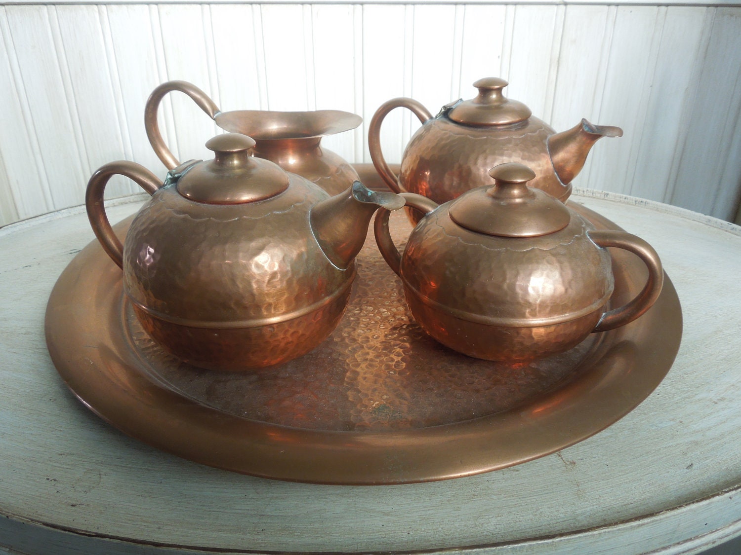 Vintage Copper Serving Set Copper Tea Set Recuerdo de Chile