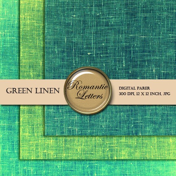 Sale 60% Green Linen digital paper pack digital scrapbook