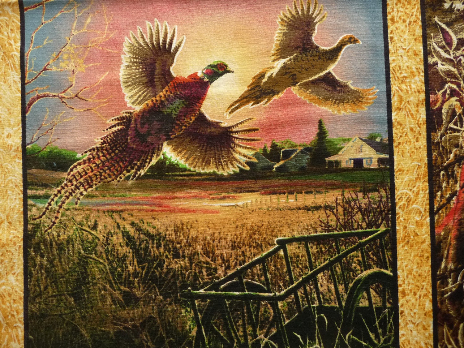 Quilt Fabric Pheasant Fabric Panel Farm Fabric Panel