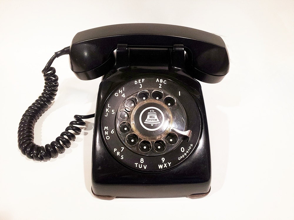 WORKING Black Rotary Phone Telephone 1960