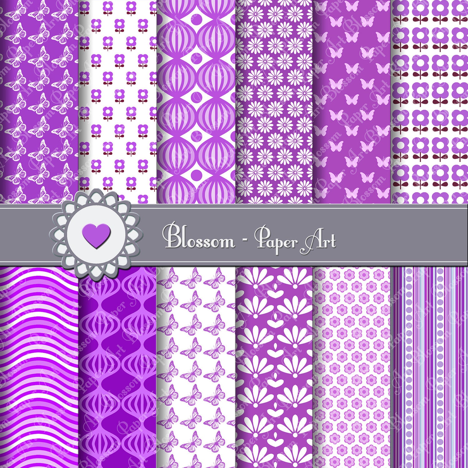 Digital Paper Violet Digital Paper Pack Digital Scrapbooking