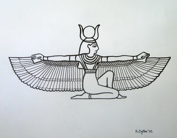 Items similar to Original Drawing of Isis, Egyptian Goddess on Etsy