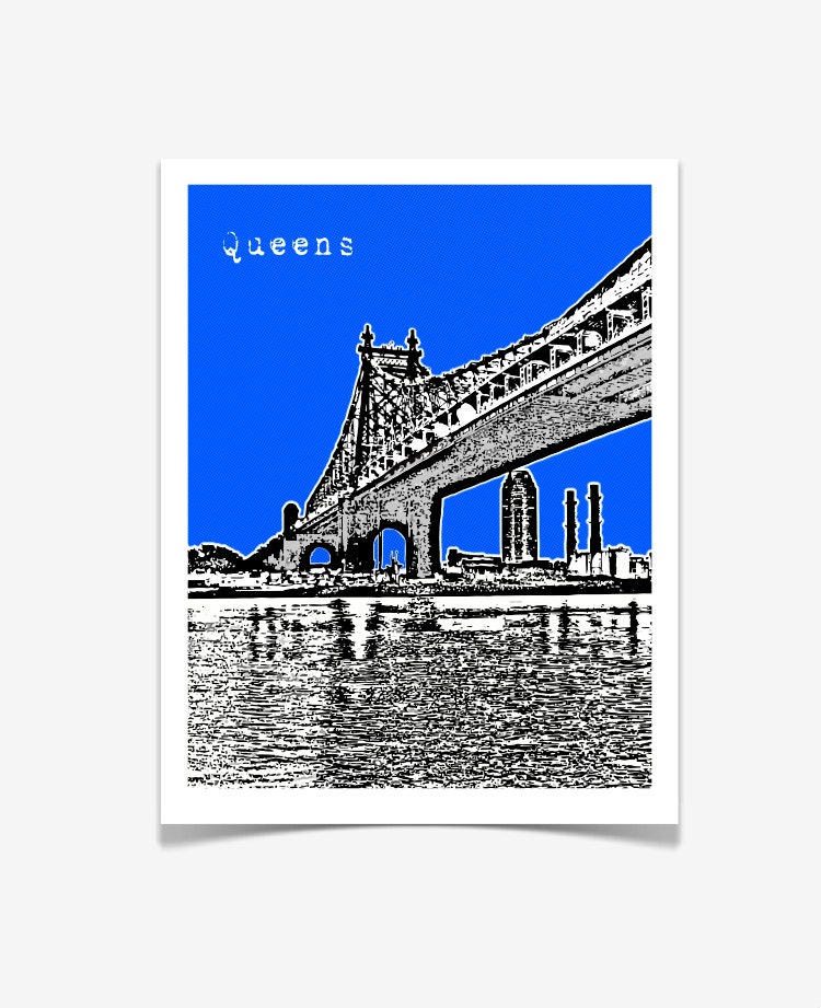 Queens New York Poster Queens City State Art by BugsyAndSprite